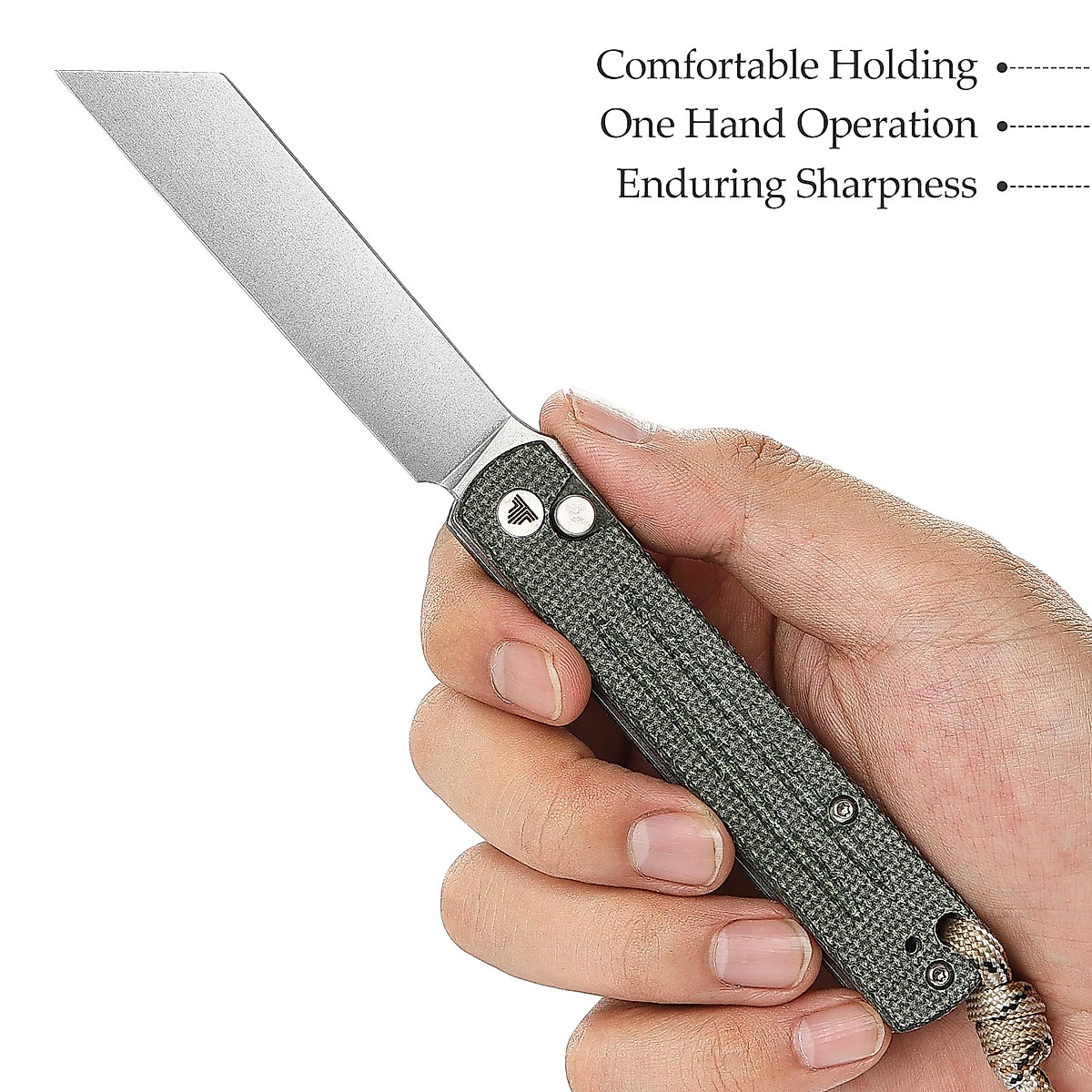 TRIVISA Japanese Higonokami Razor Button Lock Folding Pocket Knife for Men or Women, EDC Tool Camping Outdoor Knives with Pocket Clip，3.2" 10Cr15CoMoV Blade and Micarta Handle Hydra-04G