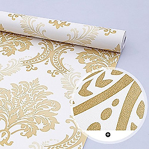 Yifely Luxury Damask Design Self-Adhesive Shelf Drawer Liner PVC Countertop Lining Paper 45x300cm