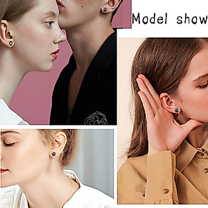 Rainbow Color Mystic Topaz Stud Earrings for Men 925 Sterling Silver Round Solitaire Magic Green Earrings for Women Statement Earrings Birthday Chrismtas Gifts for Women Wife Girlfriend FE0119M