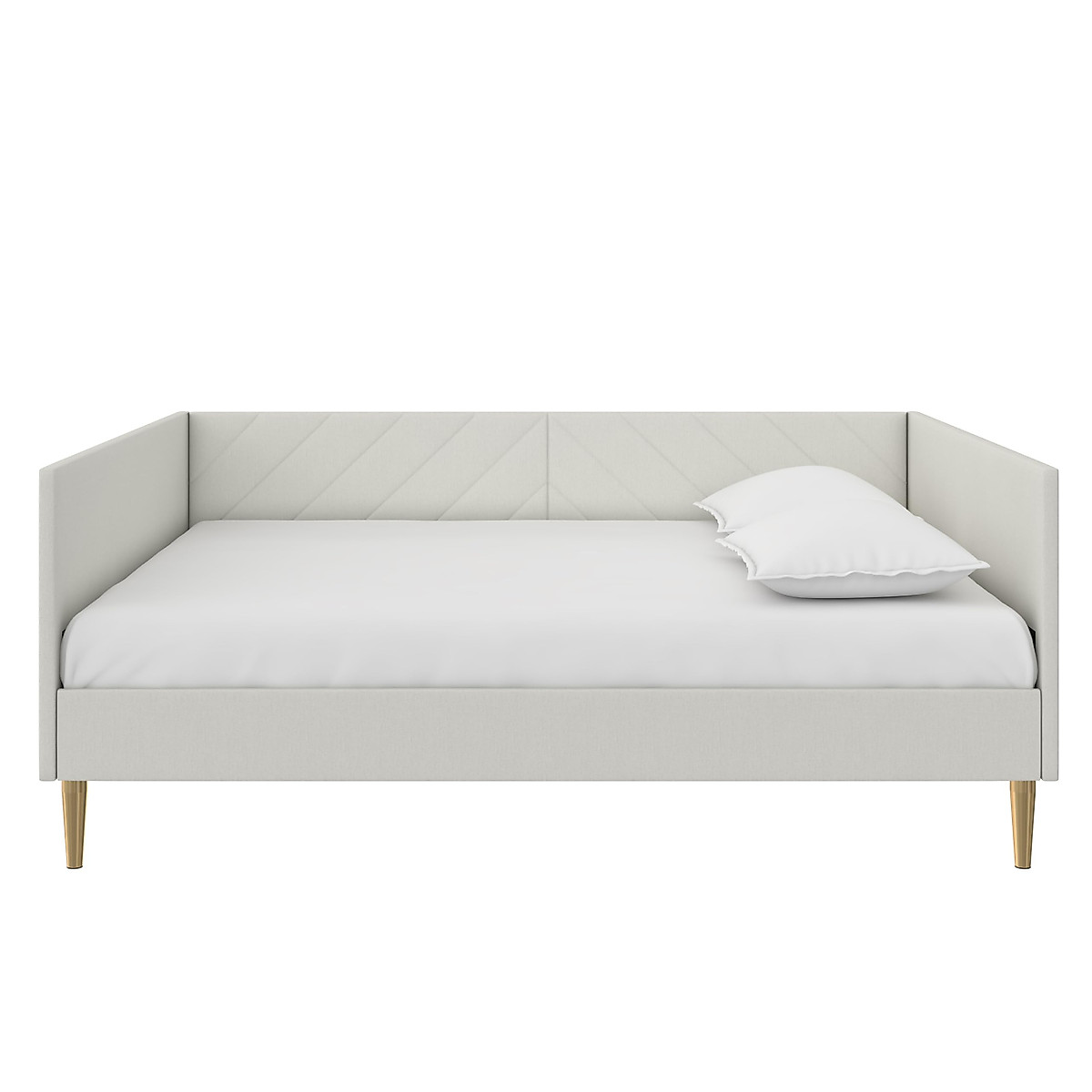 DHP Alicent Full Upholstered Daybed with Gold Metal Legs, Gray Linen