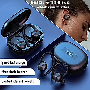 Wireless Earbuds Headphones Over Ear, True Wireless in Ear with Microphone, Deep Bass, Loud Voice Sport Earphones with Charging Case for Outdoor Running Gym Workout Sports