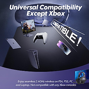 NUBWO G06 Dual Wireless Gaming Headset with Microphone for PS5, PS4, PC - 23ms Low Latency Audio - 100-Hour of Playtime - 50mm Drivers (Black-Purple)