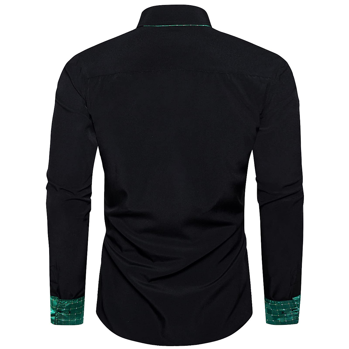 DiBanGu Men's Business Black Green Dress Shirt Long Sleeve Regular Fit Casual Button Down Shirt