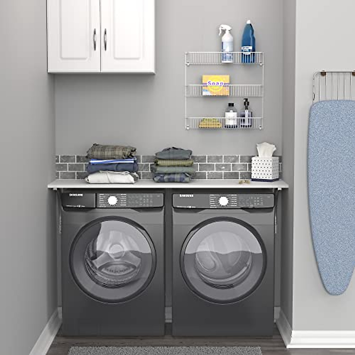 ClosetMaid 3-Tier Hanging Wall Mounted Metal Rack for Spices, Shelf Storage, Pantry Organization, Laundry, Kitchen, Bathroom, White, 8022 , 18-Inch Wide