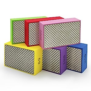 Bstansion 6 Pack Diamond Polishing Pads, Diamond Sanding Blocks for Tile Glass Ceramic Wood Marble Metal, Tile Tools Foam Backing Diamond Sanding Pads Grit 60#,100#,200#,400#,600#,1000#