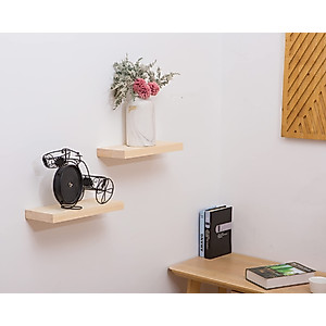 QsQueen Floating Shelves, Floating Shelves for Wall, Wall Shelves with Invisible Bracket, Bathroom Shelves, Bedroom Decor, Floating Shelf, Shelves for Wall Storage, Display Shelf, Set of 2