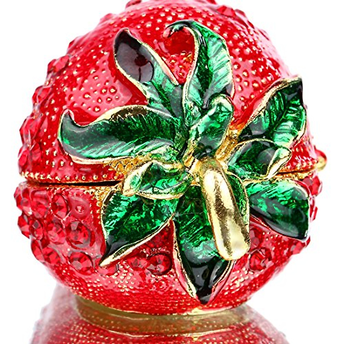 YU FENG Hinged Trinket Box For Girls, Handmade Red Strawberry Trinket Boxes Decorated for Women (red strawberry)