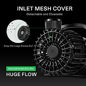 VIVOSUN 1600 GPH Submersible Water Pump, 100W Pond Pump, Ultra Quiet Aquarium Pump with 14FT. Lift Height for Pond, Waterfall, Fish Tank, Statuary, Hydroponic