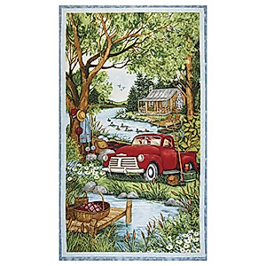 Wilmington Prints Susan Winget Down by The Lake Large 24'' Panel Fabric, Multi