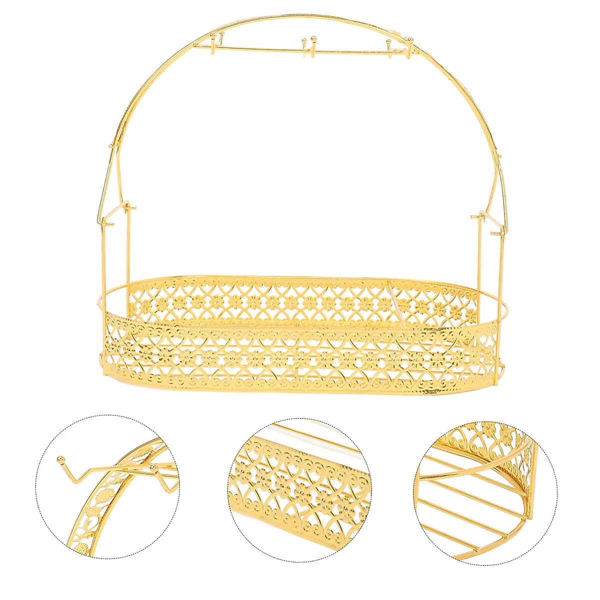 BESTonZON Wrought Iron Coffee Mug Cup Holder Stand Dishes Organizer Rack for Counter Cabinet Table for Kitchen Restaurant Office - 33.3 x 29.2 x 20cm (Golden)