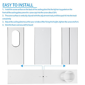 JTooloife Portable Air Conditioner Window Kit for AC Unit, Sliding AC Vent Kit Portable Window Slide Kit Plate Adjustable Length with Exhaust Hose Coupler(5.9 Inches)