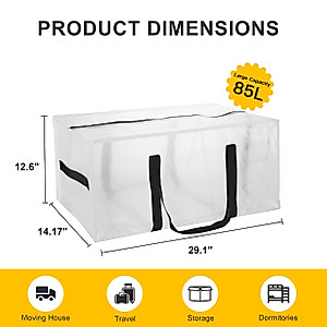 TCULOSD 6 Pack Heavy Duty Moving Bags - Clothes Storage Bags, Black Transparent PP Material, Suitable for College Students Moving, Clothes Storage, Space Saving