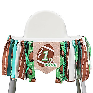 Football One High Chair Banner, First Year Birthday HighChair Decor Football 1st High Chair Banner Sports High Chair Banner Football Party Photo Prop for Baby Shower Birthday Gift