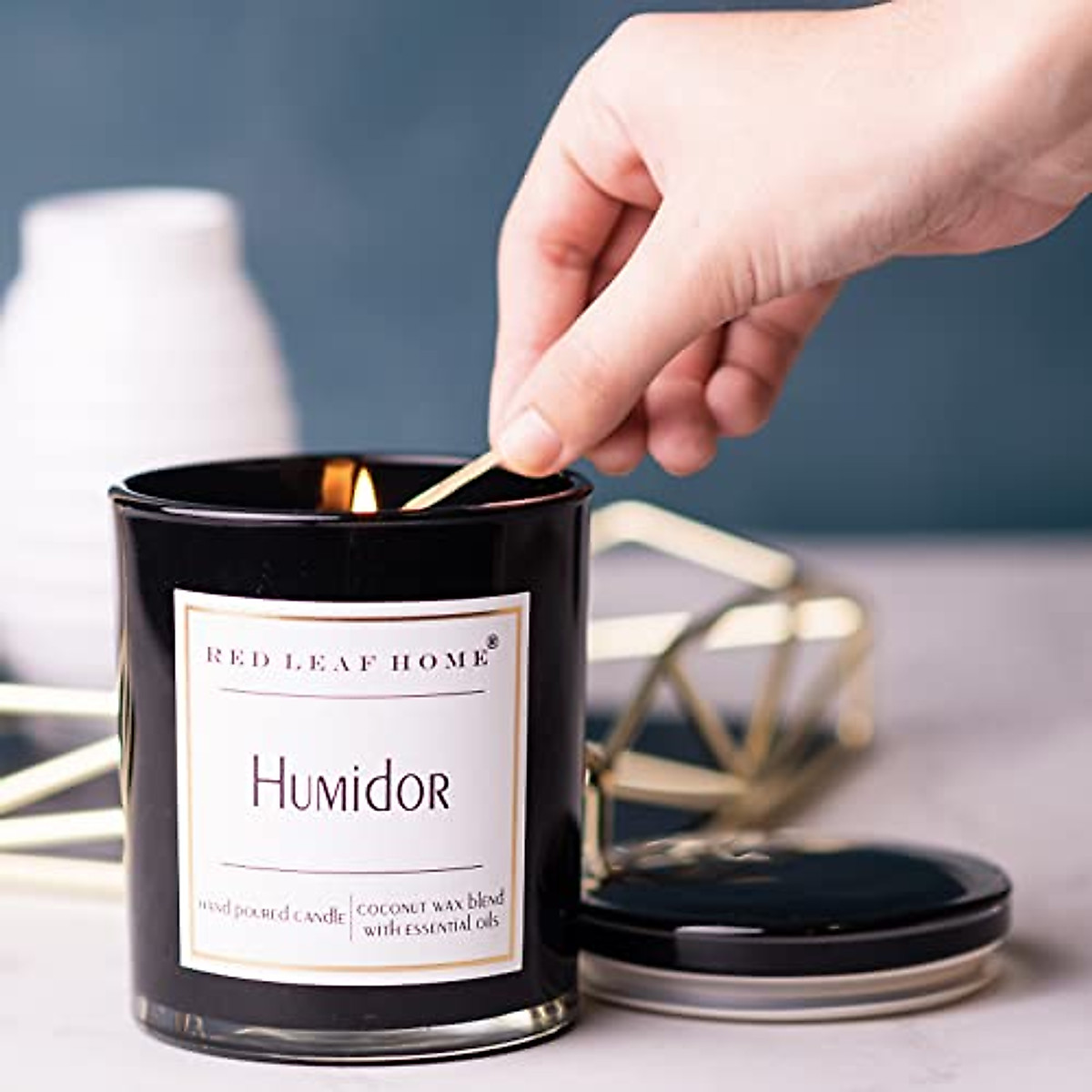 Red Leaf Home | Humidor Candle | Glass Lid, Medium | Aromatherapy | Signature Collection | 11oz Jar