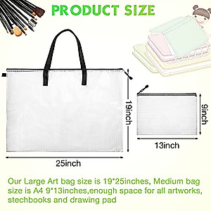 5 Pcs Art Portfolio Bag 19 x 25 Inches Posters Organizer with Zipper and Handle Art Supply Bag and 5 Pcs A4 Pencil Bags 9 x 13 Inches Art Supplies Storage Bag for Large Posters Artwork Bulletin Board