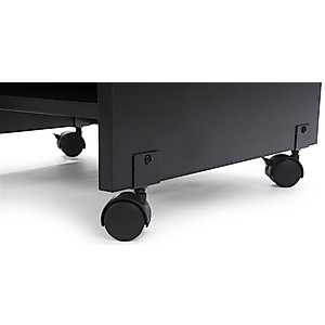 Displays2go Black Speaker Lectern, Elevated Reading Surface, Enclosed Storage Area, Melamine MDF – Black (LCTTBLRBKD)