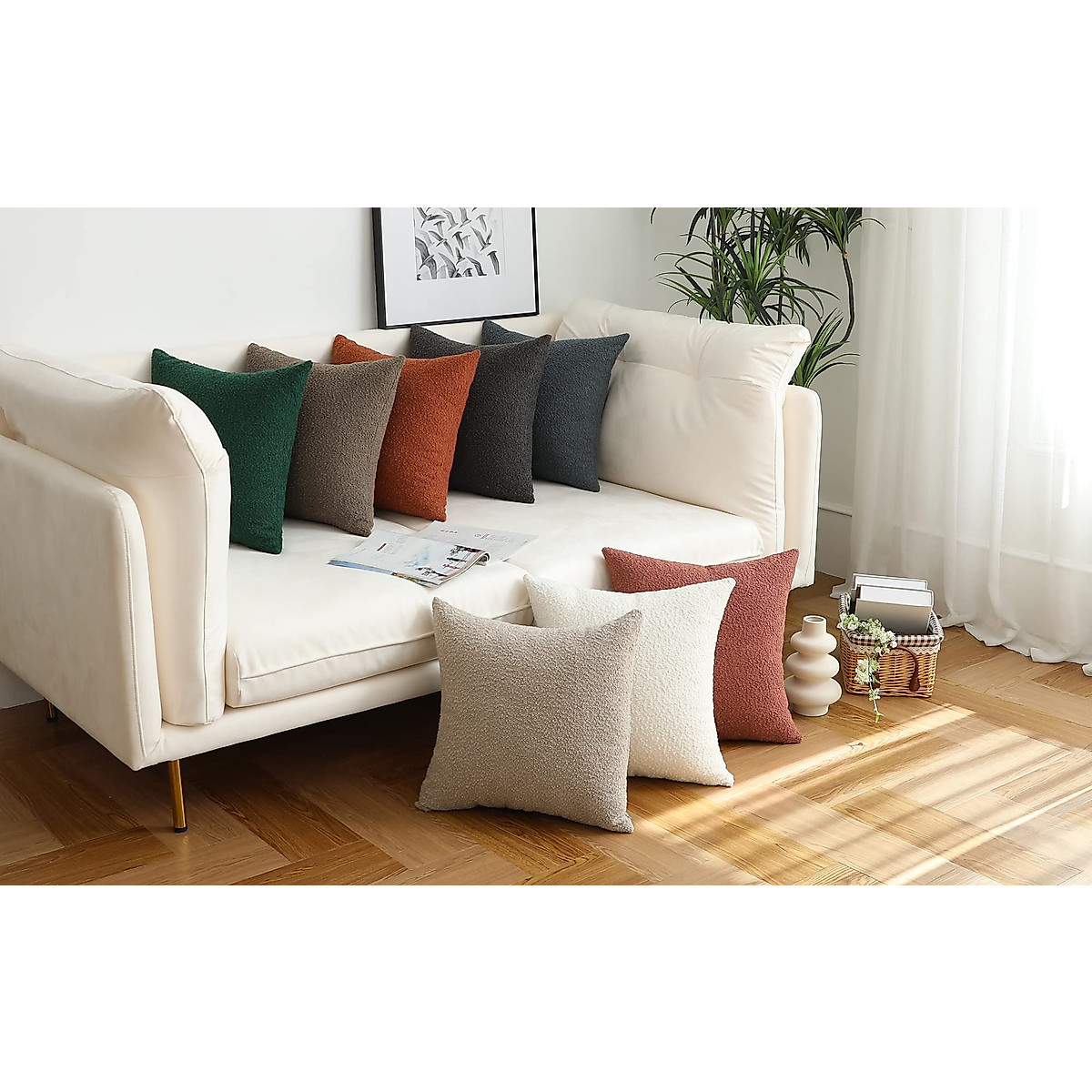 Jeneoo Black Decorative Lumbar Thick Throw Pillow Covers Fine Textured Boucle Couch Cushion Case for Sofa Decor, Set of 1, 14 x 36 Inch