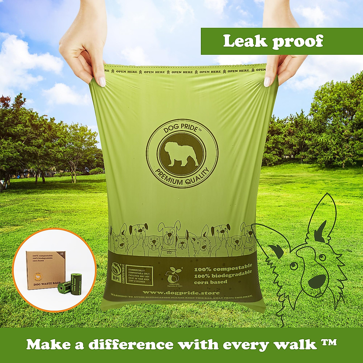 240-Pack Unscented Dog Poop Bags,Certified Compostable Dog Poop Bags, Biodegradable poop bags,Pet Accessories,Dog Waste Bags for Housebreaking!Bag Refills for Dogs,Puppy supplies,Cat Litter Bags