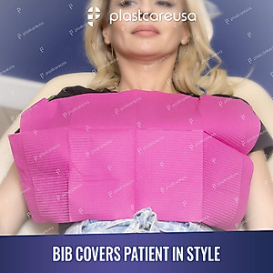Disposable Dental Bibs 13"x18" - 3 Ply Waterproof Tattoo Bib Sheet for Patients - Dentist or Medical Tray Cover and Nail Table Cover Supplies, Fuchsia Hot Pink