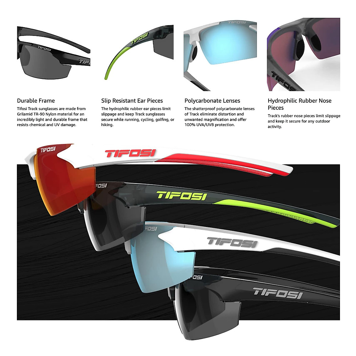 Tifosi Optics Track Sunglasses (White/Red, Smoke Red)