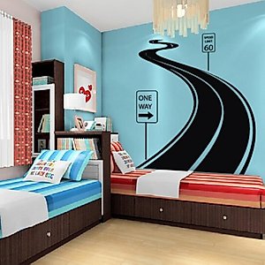 Curved Road Wall Decal Winding Track Car Traffic Sign Kids Room Decor Gift M1424