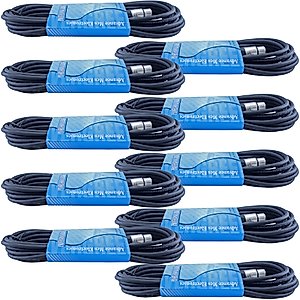 MCS 10 Pack 3pin 20 Ft Foot XLR Male to Female Mic Cord Microphone Cable (Ten)