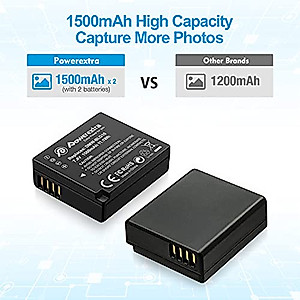Powerextra 2 Pack DMW-BLG10 Battery and Dual USB Charger for Panasonic DC-G100, DC-ZS80, DC-GX9, DC-LX100 II, DC-ZS200, DC-ZS70, DMC-GX80, DMC-GX85, DMC-ZS60, DMC-ZS100, DMC-GF6, DMC-GX7K, DMC-LX100K