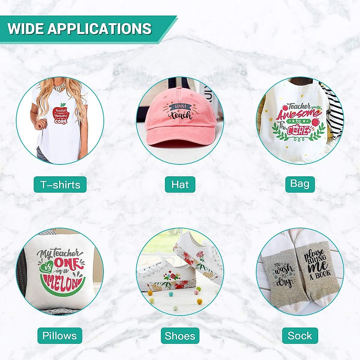 HTVRONT Heat Transfer Vinyl Bundle: 24 Pack 12"x12" Iron on Vinyl Sheets for T-Shirt, 21 Assorted Colors HTV Vinyl with 1 Teflon Sheet & Weeding Hooks