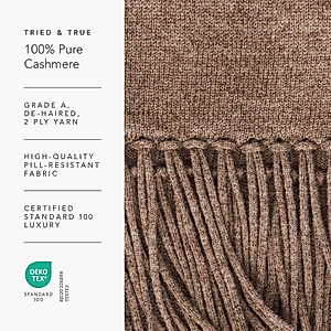 Fishers Finery Women's 100% Cashmere Knit Wrap Shawl (Stone)