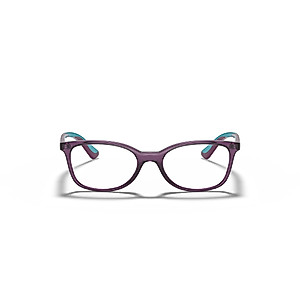 Ray-Ban Junior Kids' RY1586 Square Prescription Eyeglass Frames, Transparent Violet/Demo Lens, 49 mm