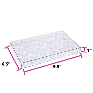 Everything Mary Large Plastic Bead Storage Organizer Box, 24 Jars - Container for Beads & Supplies - Organizers for Craft, Art, & Painting - Plastic Container Case for Organization