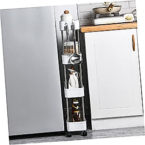 USHOBE Trolley 4 Storage Rack Kitchen Slide Out Cart Bathroom Rolling Cart Storage Rack with Wheels Makeup Rolling Cart Slim Storage Cart Wheel Dolly Cosmetics Organizer Storage Basket