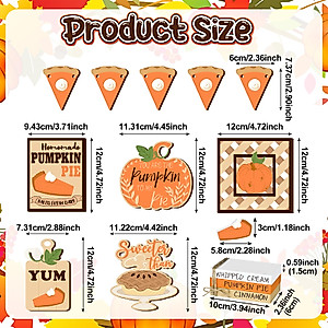 Tradder 14 Pcs Fall Tiered Tray Decorations Tiered Tray Decor Set Rustic Table Thanksgiving Decorative Trays Wooden Pie Autumn Pumpkin Tiered Tray for Farmhouse Home Kitchen Autumn Thanksgiving