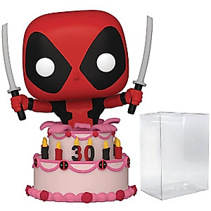 Funko POP Marvel: Deadpool 30th - Deadpool in Cake Pop! Vinyl Figure (Bundled with Compatible Pop Box Protector Case), Multicolor, 3.75 inches