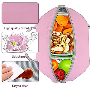 Lunch Box for Women, Large Insulated Lunch Box for Girls, Personalized Preppy Lunch Box for Adults with Adjustable Shoulder Straps,lunch Bag Women with Chenille Letters for Kids（Pink-lunch)