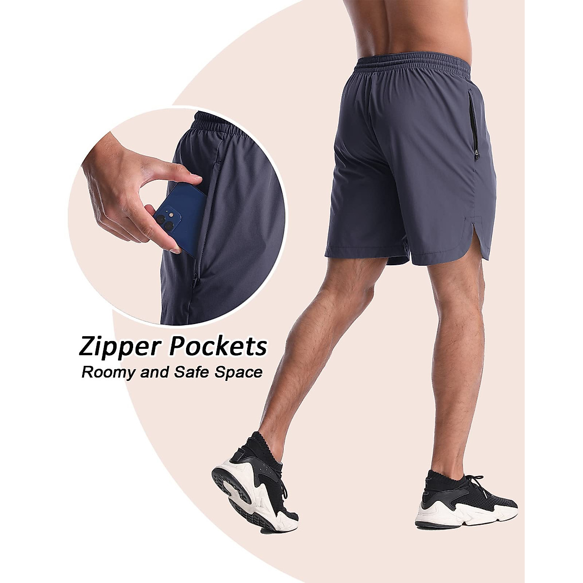 CANGHPGIN Men's Workout Athletic Running Shorts 7 inch Lightweight 2 Pack Basketball Sports Gym Shorts with Pockets