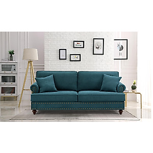 Wunlerlant 82" Modern Sofa Couch Chenille Upholstered Couches for Living Room 3 Seater Green Sofa Couch with Armrest & Wood Legs Big Comfy Sofa Couch with Deep Seats for Living Room Apartment Bedroom