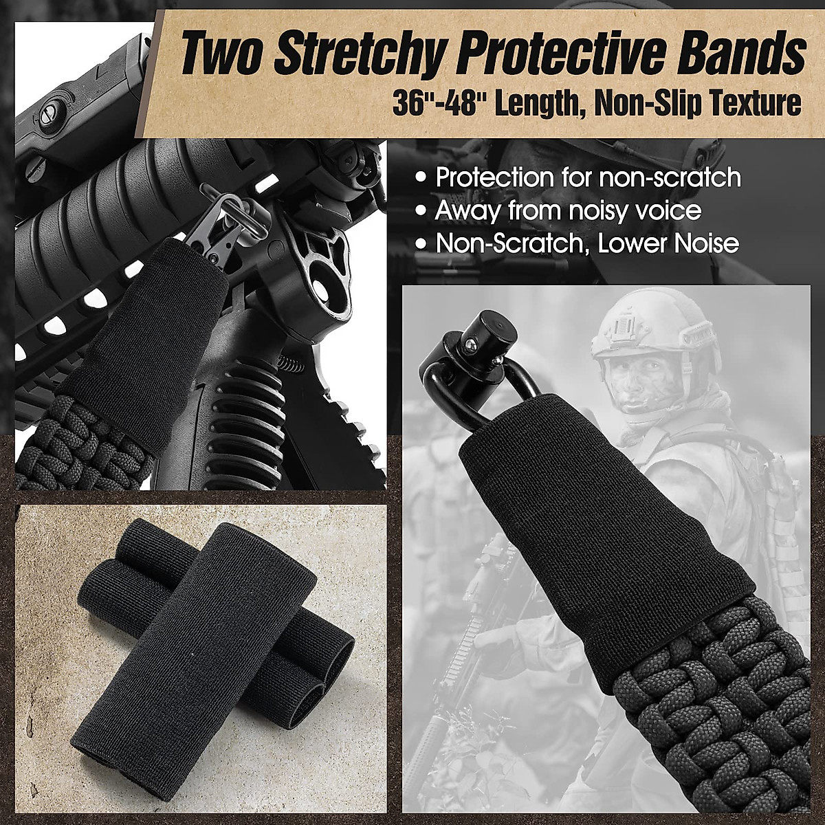 VVAAGG 2 Point QD Sling Adjustable Non-Slip Paracord Rifle Sling with QD Sling Swivels for Hunting