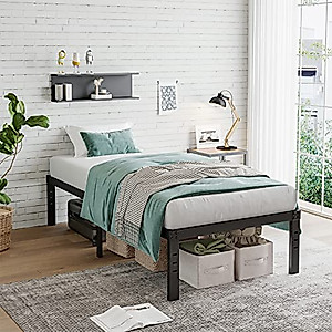 Artimorany Twin XL Bed Frame, 14 Inch Metal Platform Bed, Heavy Duty Steel Slats Support Mattress Foundation, No Box Spring Needed, Noise Free, Easy Assembly, Black