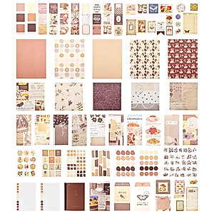 Yoption 346pcs Vintage Scrapbooking Supplies Kit, Aesthetic Scrapbook Kit for Bullet Journal Supplies with Scrapbooking Stickers, Stationery, A6 Grid Notebook, DIY Craft Gift for Teen Women