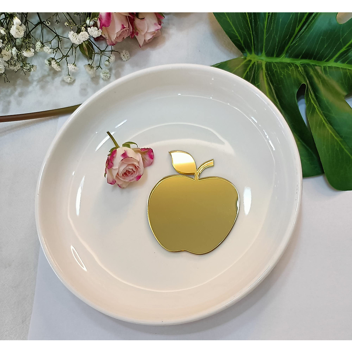 20PCS of Acrylic Place Cards,Wedding Place Cards,Apple Place Names Blanks for Wedding Decor Dinner Party Seating (Gold Mirror)