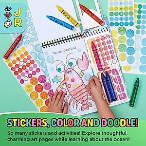 Bright Stripes Travel Coloring Kit for Kids: Art On the Go Coloring Books and Crayons, Sticker Activity Book - Mess-Free Collage Fun for Ages 3+ (Art On The Go, Going Dotty Ocean)