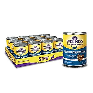 Wellness Thick & Chunky Natural Canned Dog Food, Venison & Salmon Stew, 12.5-Ounce Can (Pack of 12)