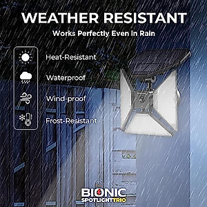Bell+Howell Bionic Trio Solar Lights Outdoor with Motion Sensor, Super Bright Landscape Spotlight for Outdoor, Patio, Yard, and Garden – 500 Lumens, Black, As Seen On TV (Cool White)