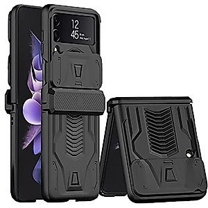 COCOING for Samsung Galaxy Z Flip 3 Case with Hinge Protection Device and Sliding Camera Protection Cover,Military-Grade Armor Protection Case for Samsung Z Flip 3 5G (Black)