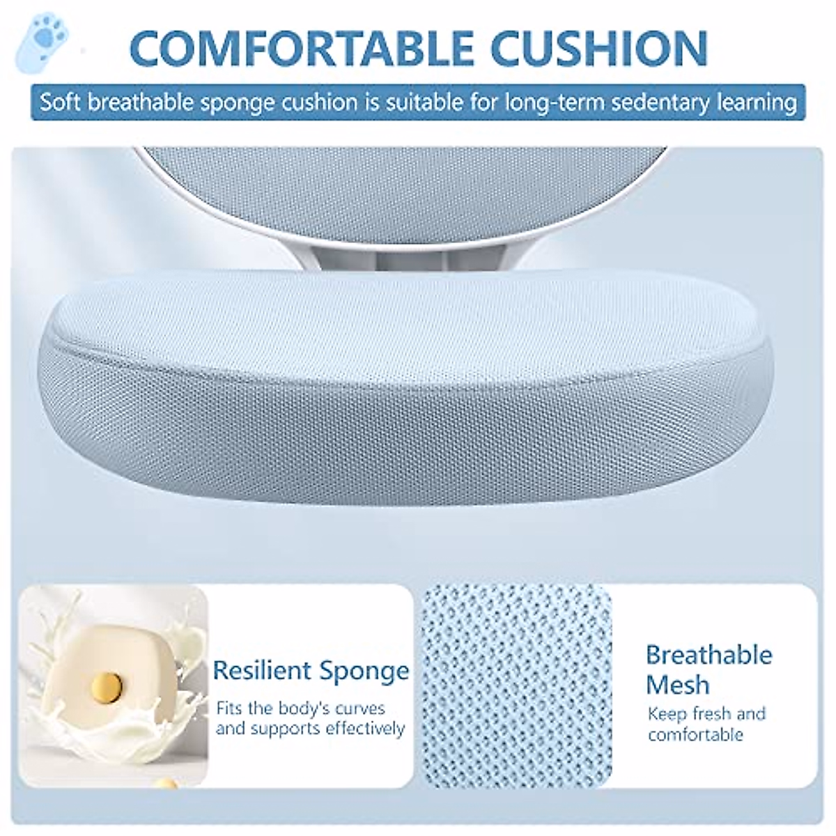 Primy Kids Desk Chair, Ergonomic Children Study Computer Chair Adjustable, Breathable Mesh Office Chair with Wheels, Armless Rolling Swivel School Task Chair for Boys Girls Age 4-12 in Home Bedroom