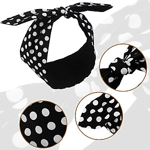 Costume Headband White Polka Dot Bandana Wire Headband Halloween Dress up Retro Hairband Headwrap Hair Accessories for Women(Big Dots,Black)
