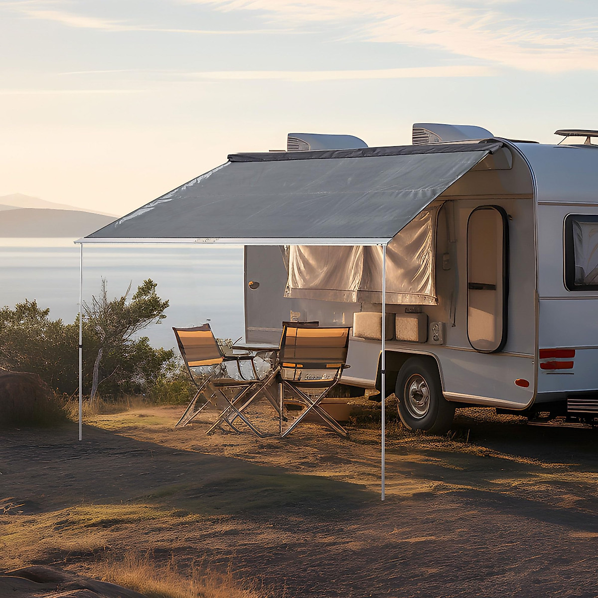 Yescom 8.2x8.2Ft Car Side Awning SUV Truck Vehicle Canopy UV50+ Rooftop Pull Out Tent Shade Shelter for Outdoor Camping