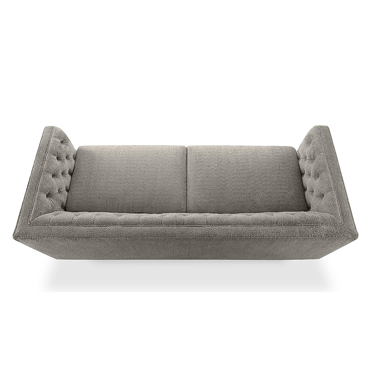 CHERS 79 Inch Sofa Couch with Button Tufted Back, Vintage Mid Century Modern Sofa, Fabric Upholstered Loveseat, 2-Seater Couches for Living Room, Bedroom, Office, Square Arms, Solid Wood Legs, Gray