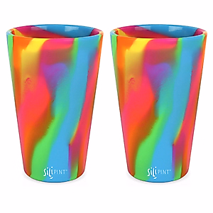 Silipint 2-Pack, Hippie Hops - Silicone Cup Drinkware, BPA-Free, Unbreakable, Microwave Safe, Shatter-Proof - for Any Drink Use, Traveling, Camping, Hiking, Hanging Out, Small or Large Parties